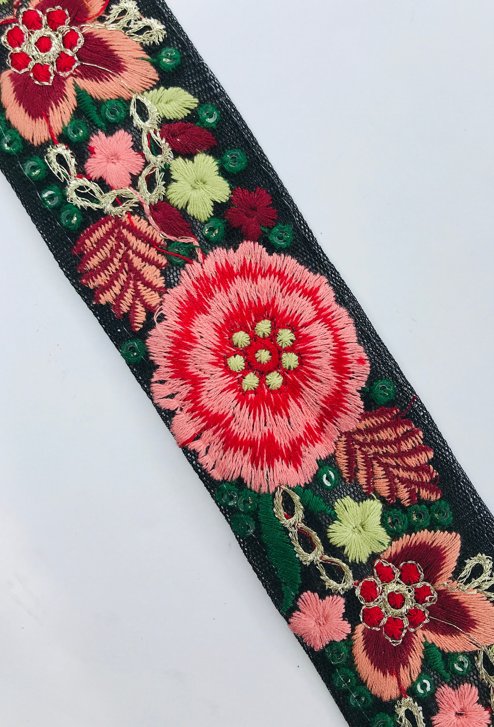 Floral Embroidered Net Fabric Border Ribbons Laces Trims - Etsy