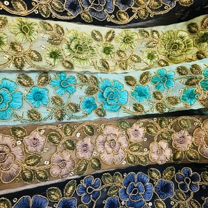 Embroidered Sari Fabric Trim-silk Ribbon-saree Border Indian Lace Trim ...