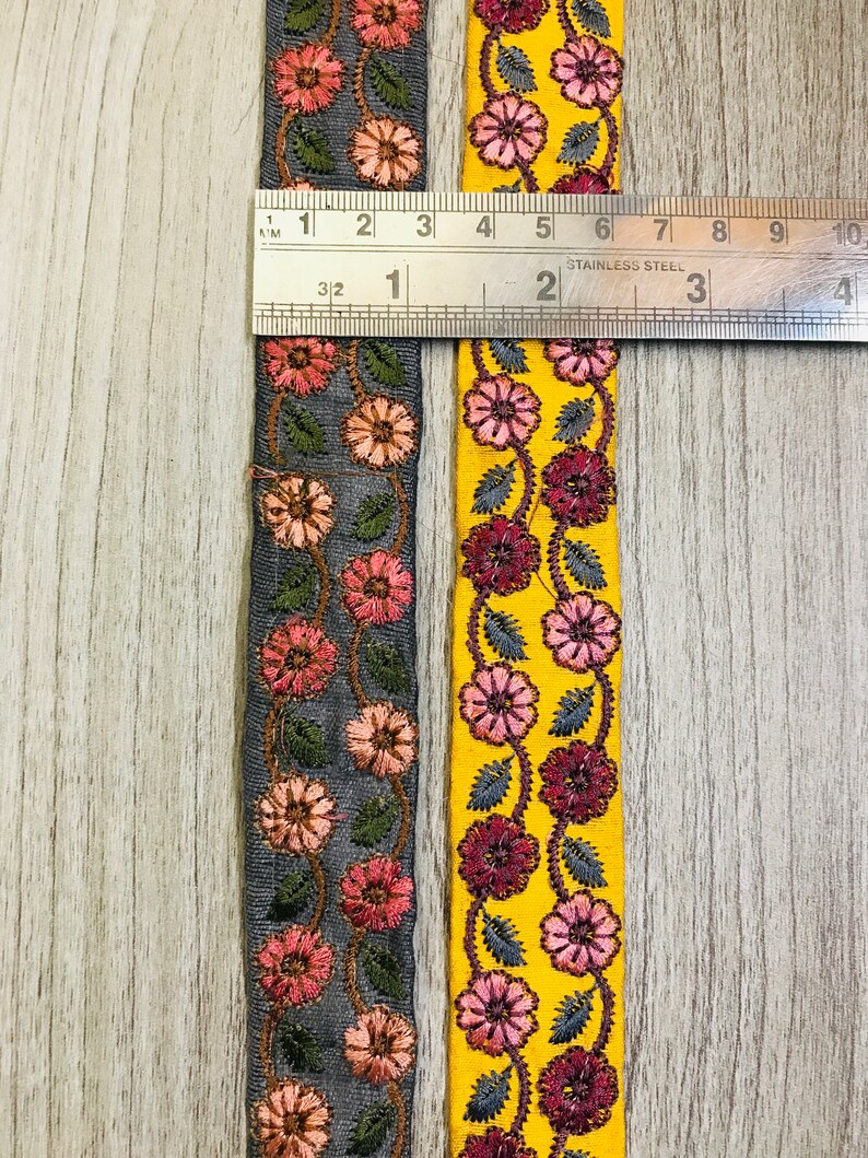 Beautiful Floral Embroidered Ribbon Beige Organza Fabric | Etsy