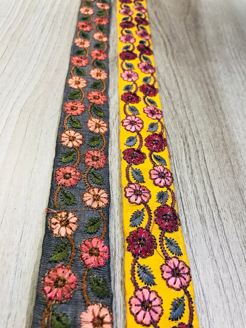 Beautiful Floral Embroidered Ribbon Beige Organza Fabric - Etsy