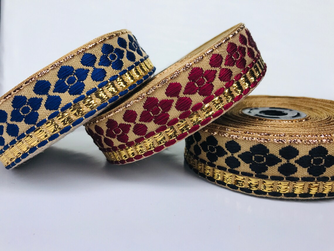 9 Yards Indian Jacquard Trim Sari Border Trimmings Decorative Ribbon ...