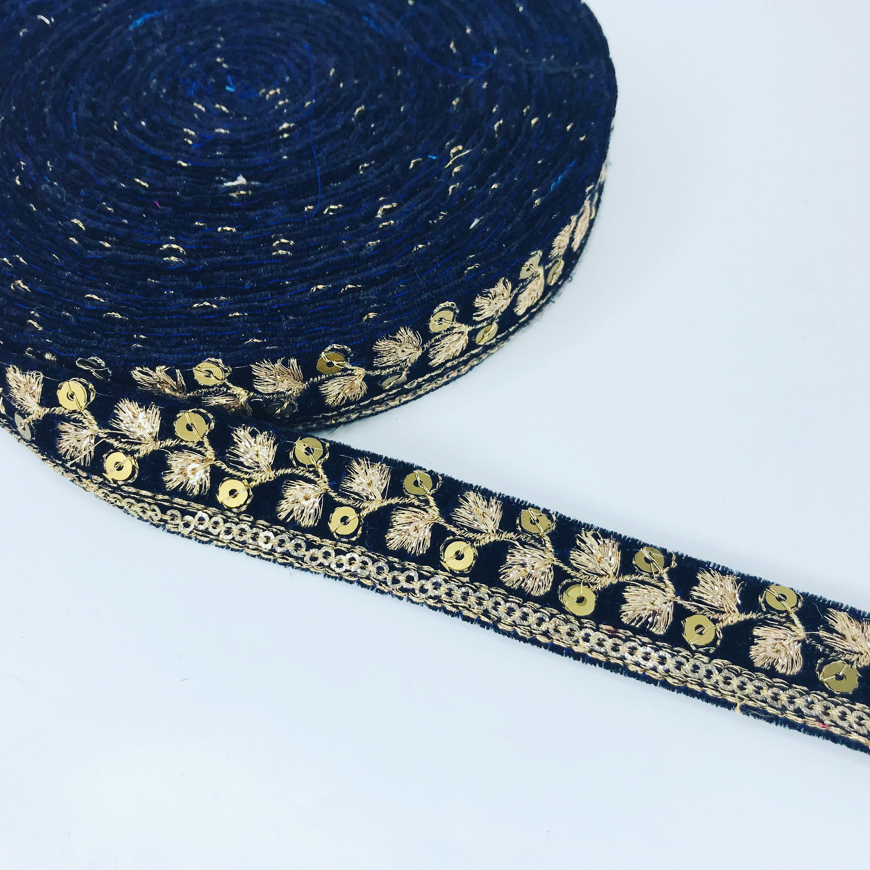 Beautiful Floral Embroidered Velvet Fabric Border Ribbons - Etsy