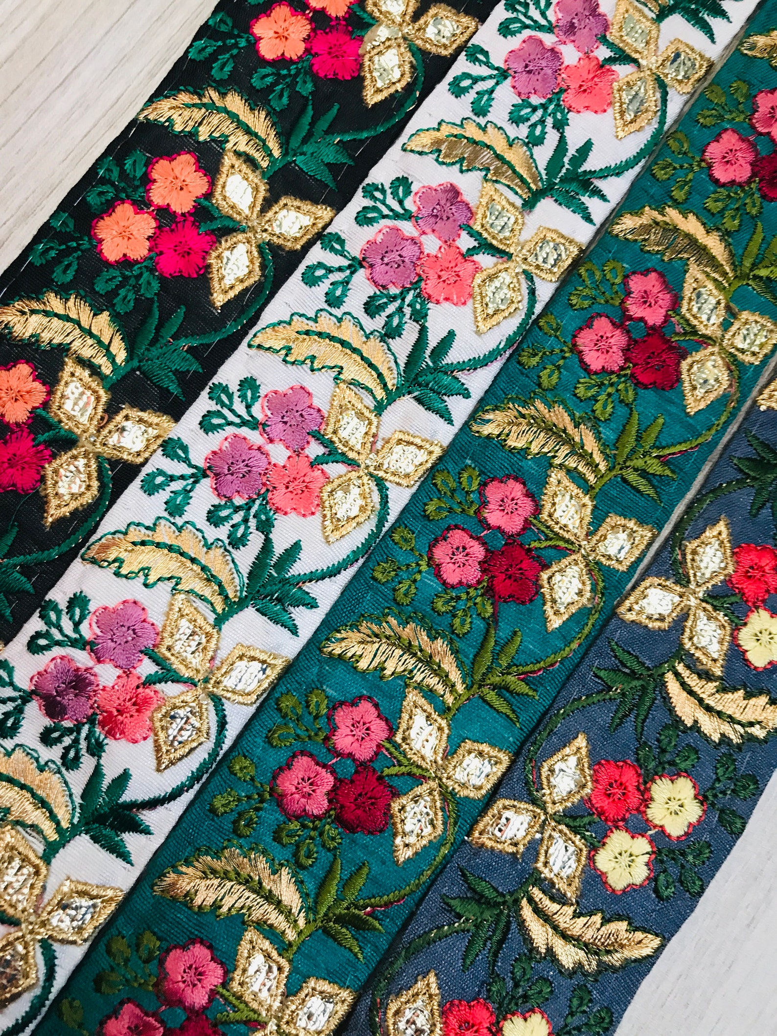 Floral Design Beautiful Trim Embroidered Border Crafting Sewing ...