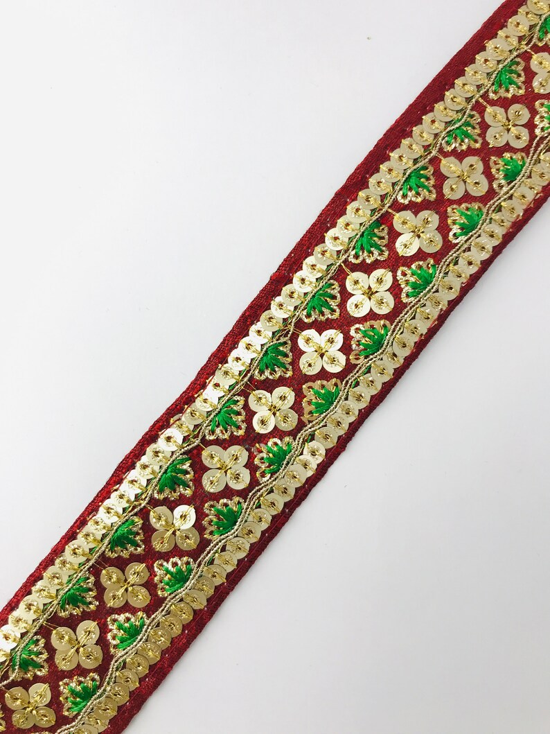 Golden Floral Indian Embroidered Border Crafting Sewing Decorative ...