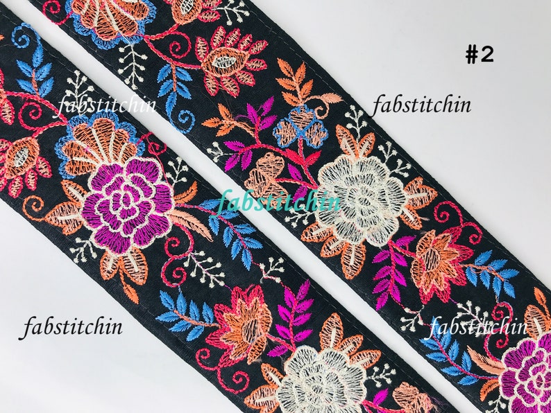 9 Yards Silk Fabric Trim-multi Colour Embroidered Border-silk - Etsy