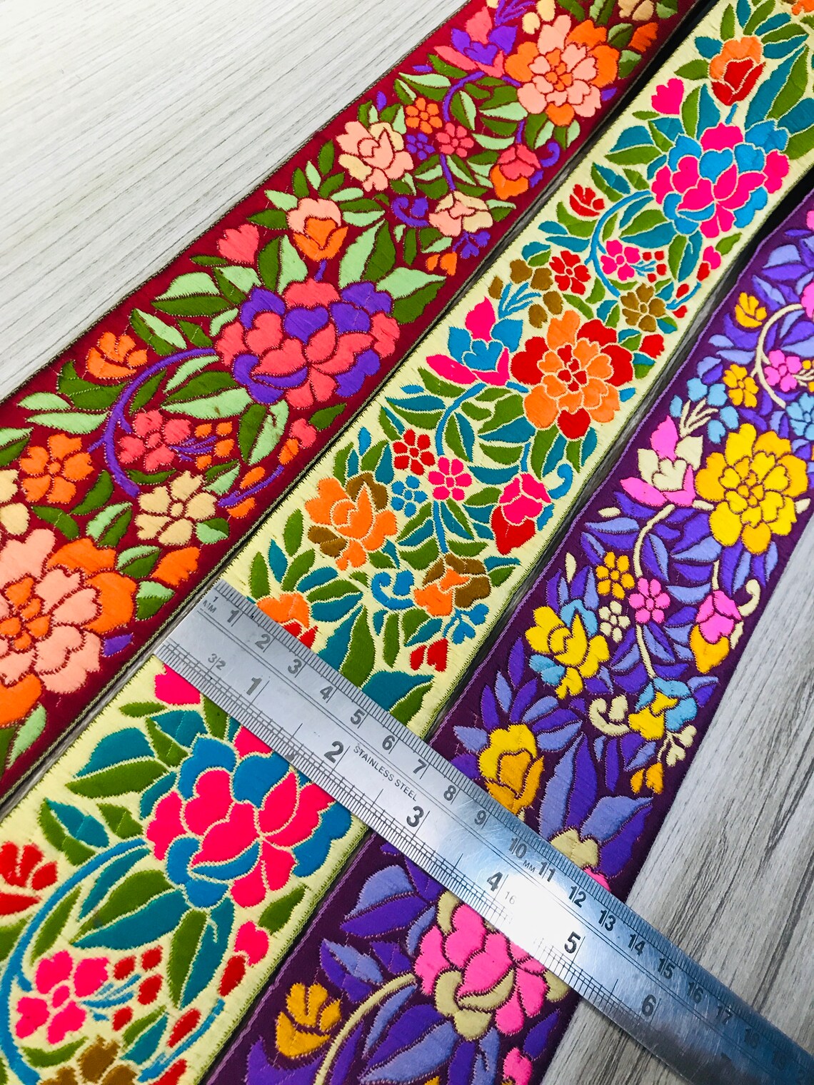 Indian Jacquard decorated ribbon fusible applique patterns | Etsy