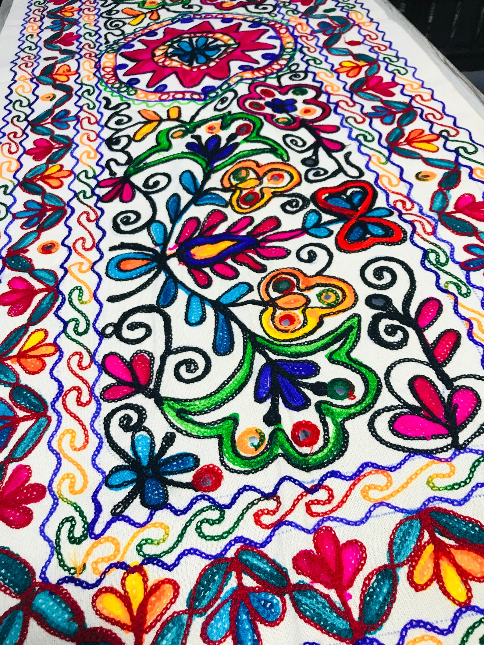 Ethnic hand made embroider boho Kashmir's home decoration | Etsy