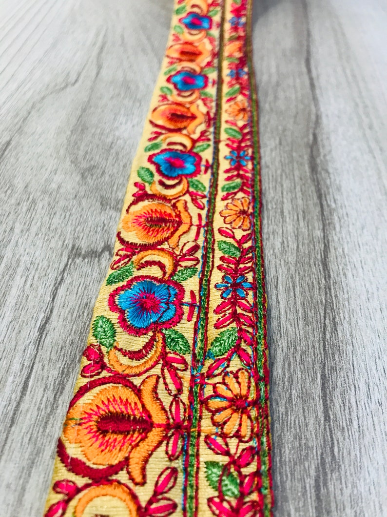 Paisley Indian Embroidered Border Crafting Sewing Decorative Fabric ...
