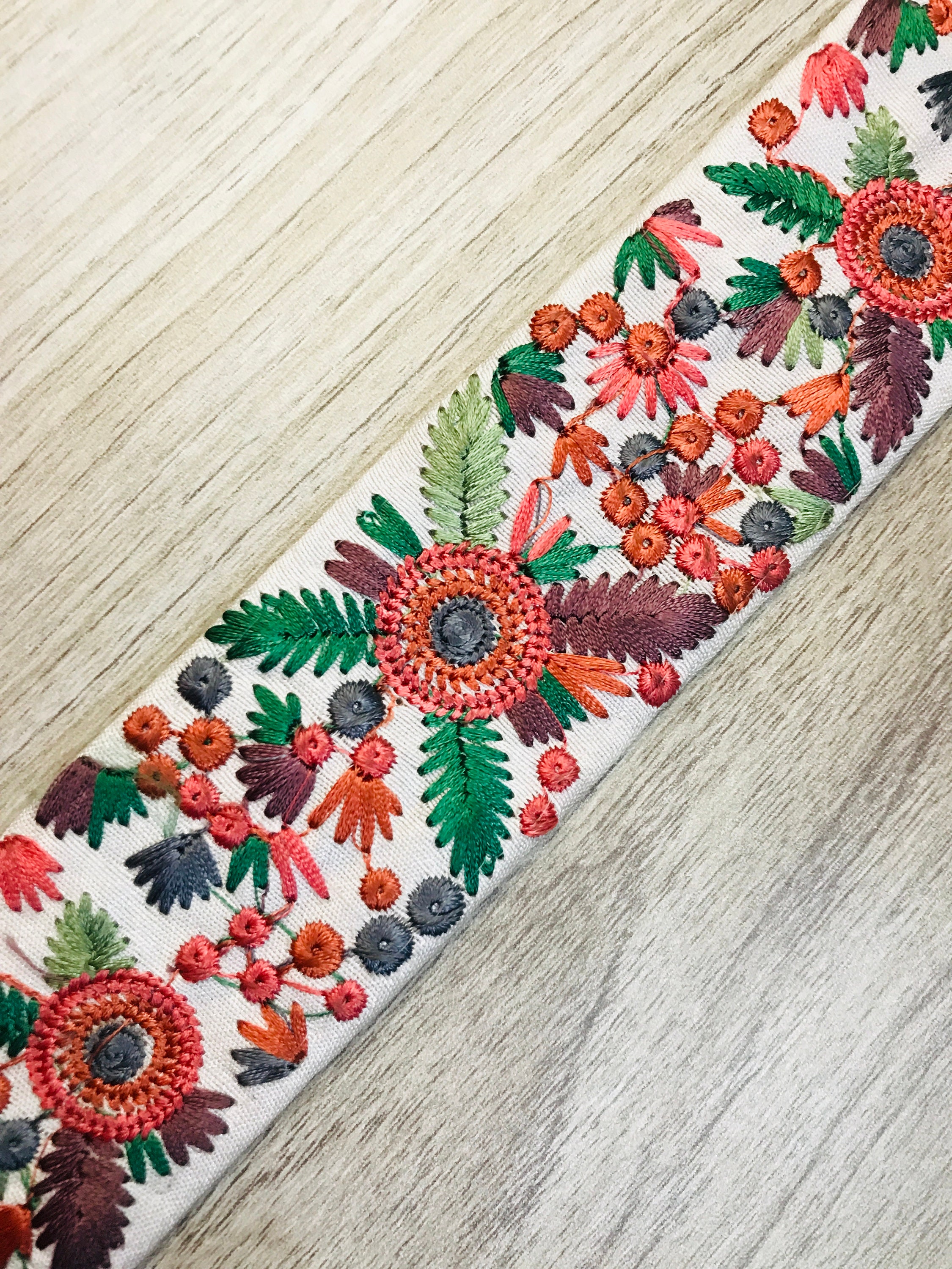 Floral Fabric Trim Embroidered Border Crafting Sewing - Etsy