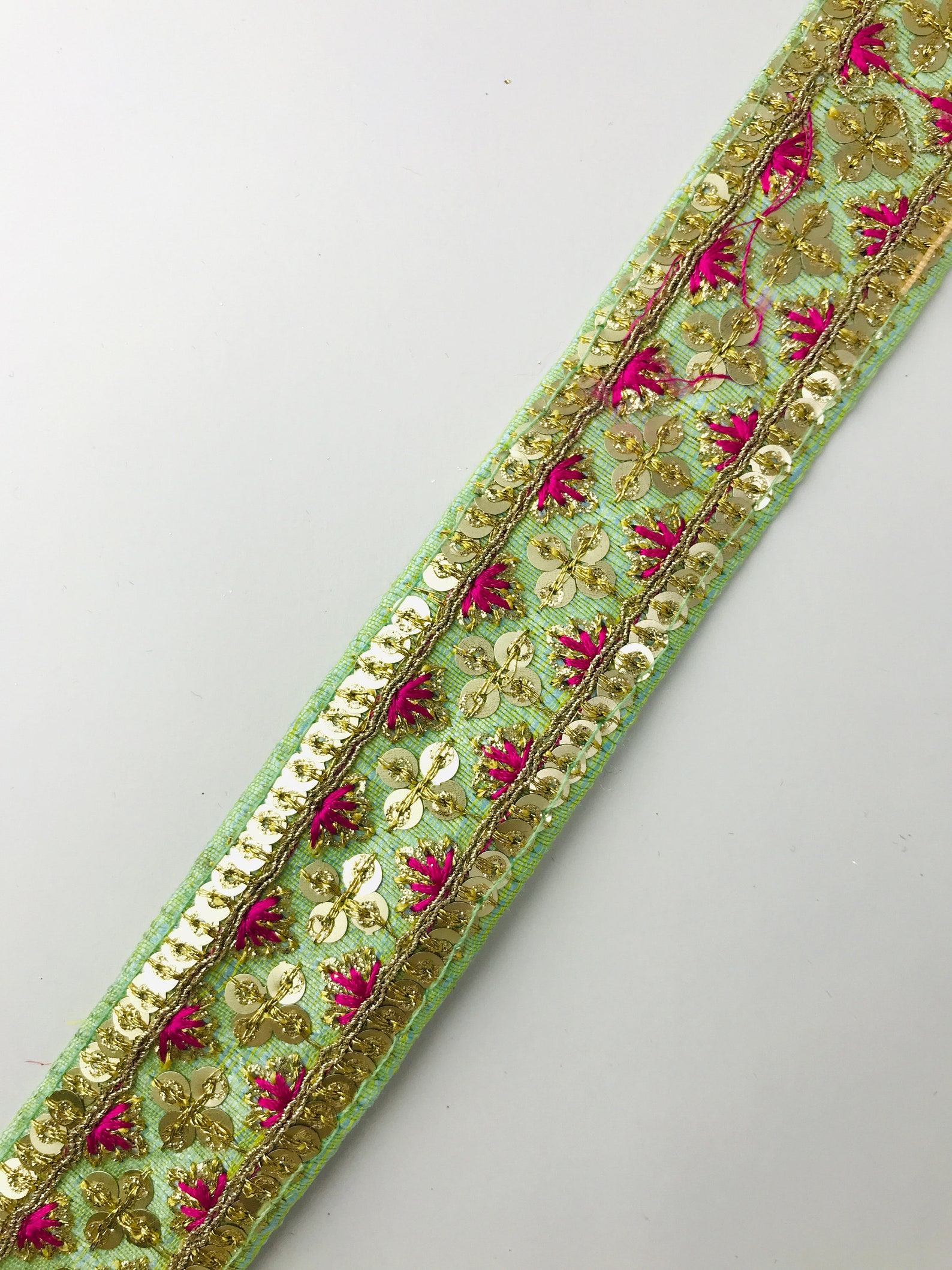 Golden Floral Indian Embroidered Border Crafting Sewing Decorative ...