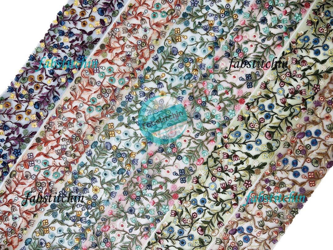Floral Embroidered Net Fabric Border Ribbons Laces Trims by - Etsy