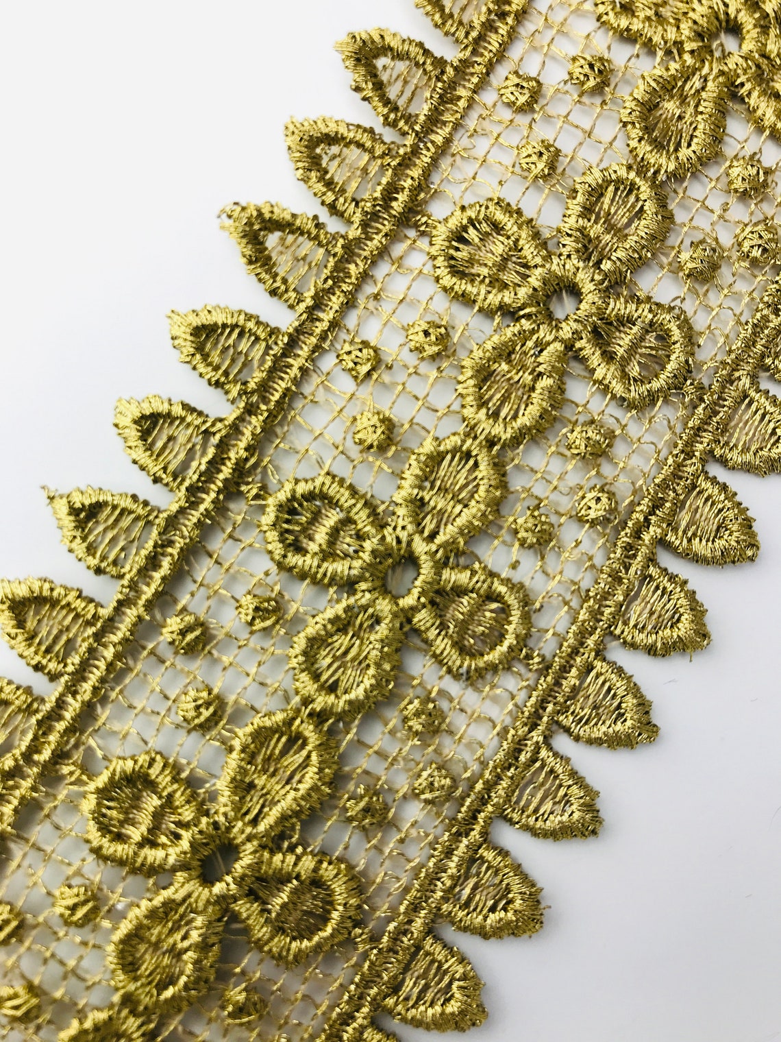 Golden Floral Embroidered Net Fabric Lace Floral Fabric Trim - Etsy