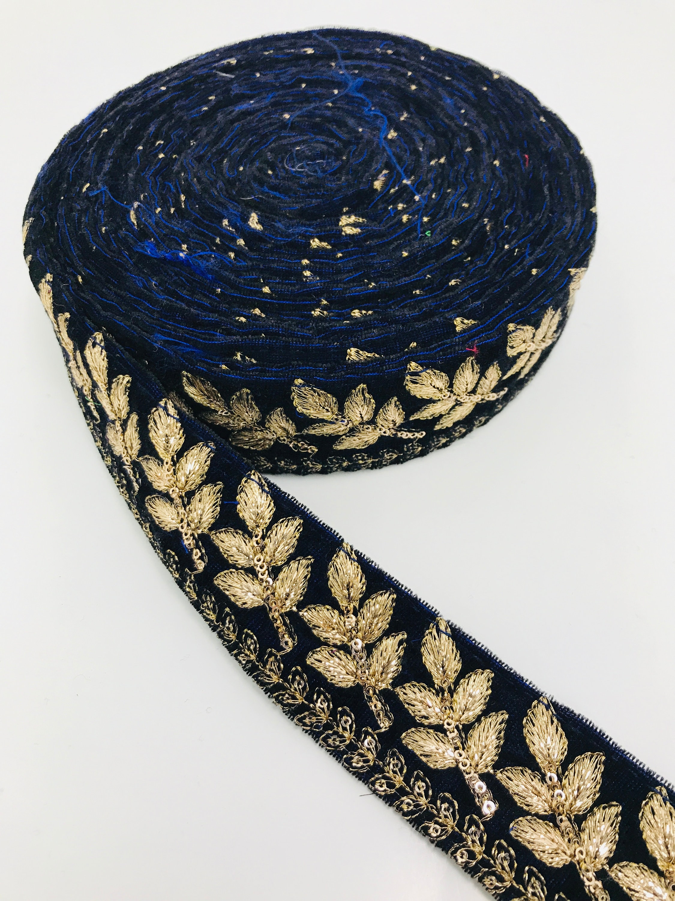 Beautiful Floral Embroidered Velvet Fabric Border Ribbons - Etsy