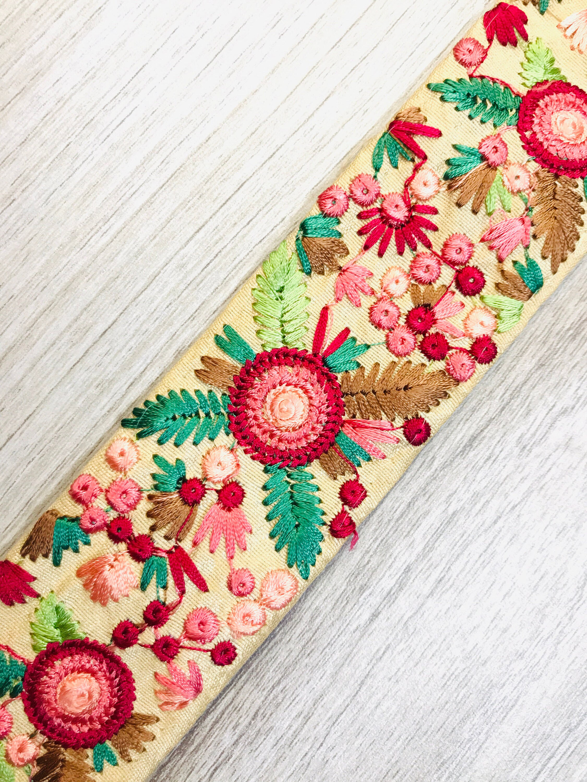 Floral Fabric Trim Embroidered Border Crafting Sewing - Etsy