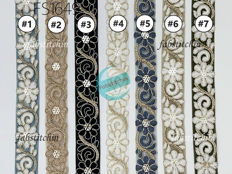 9 Yards White Floral Embroidery Trim Brown Ribbon Tape Beige Trim Lace ...