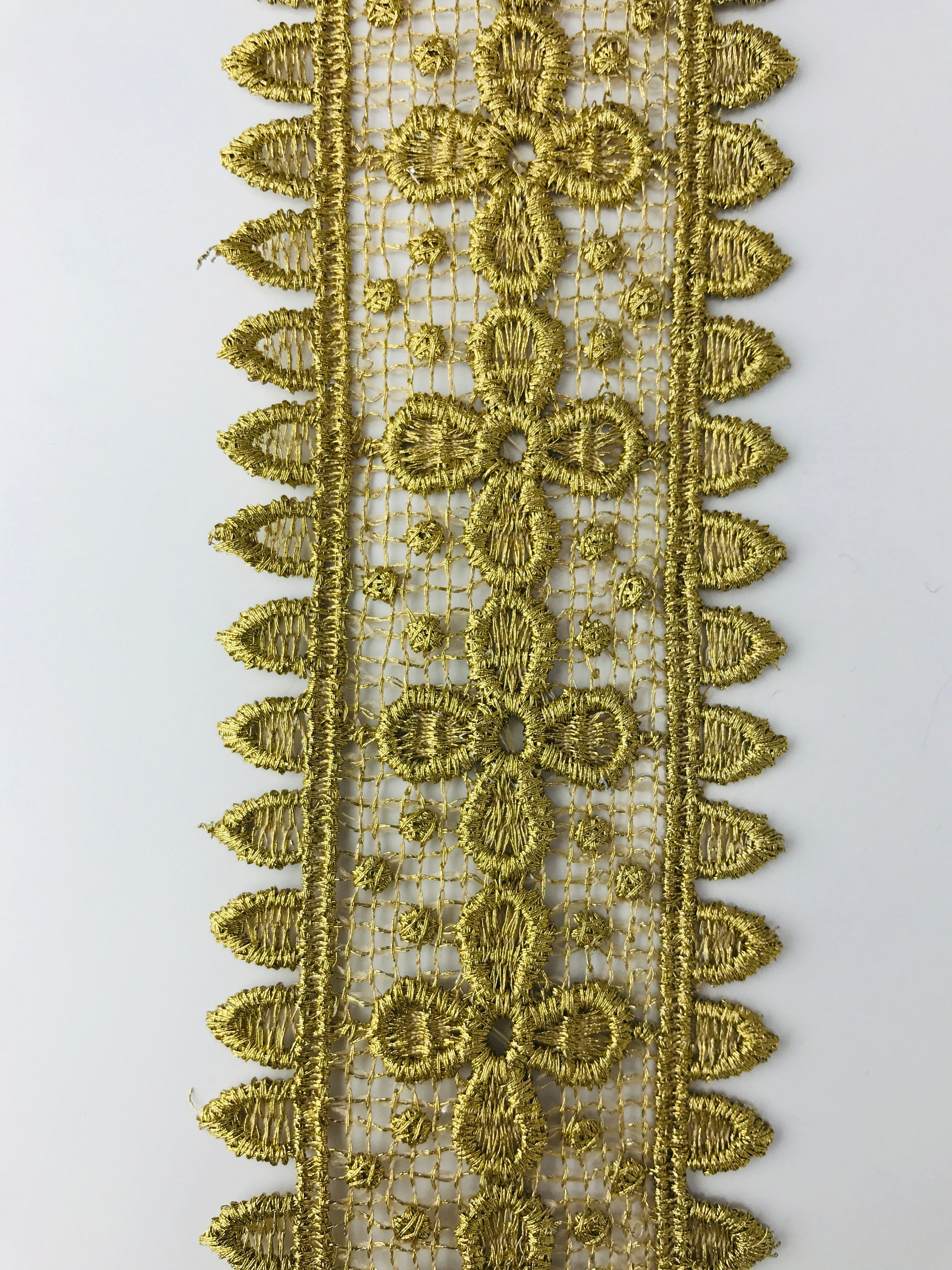 Golden Floral Embroidered Net Fabric Lace Floral Fabric Trim - Etsy