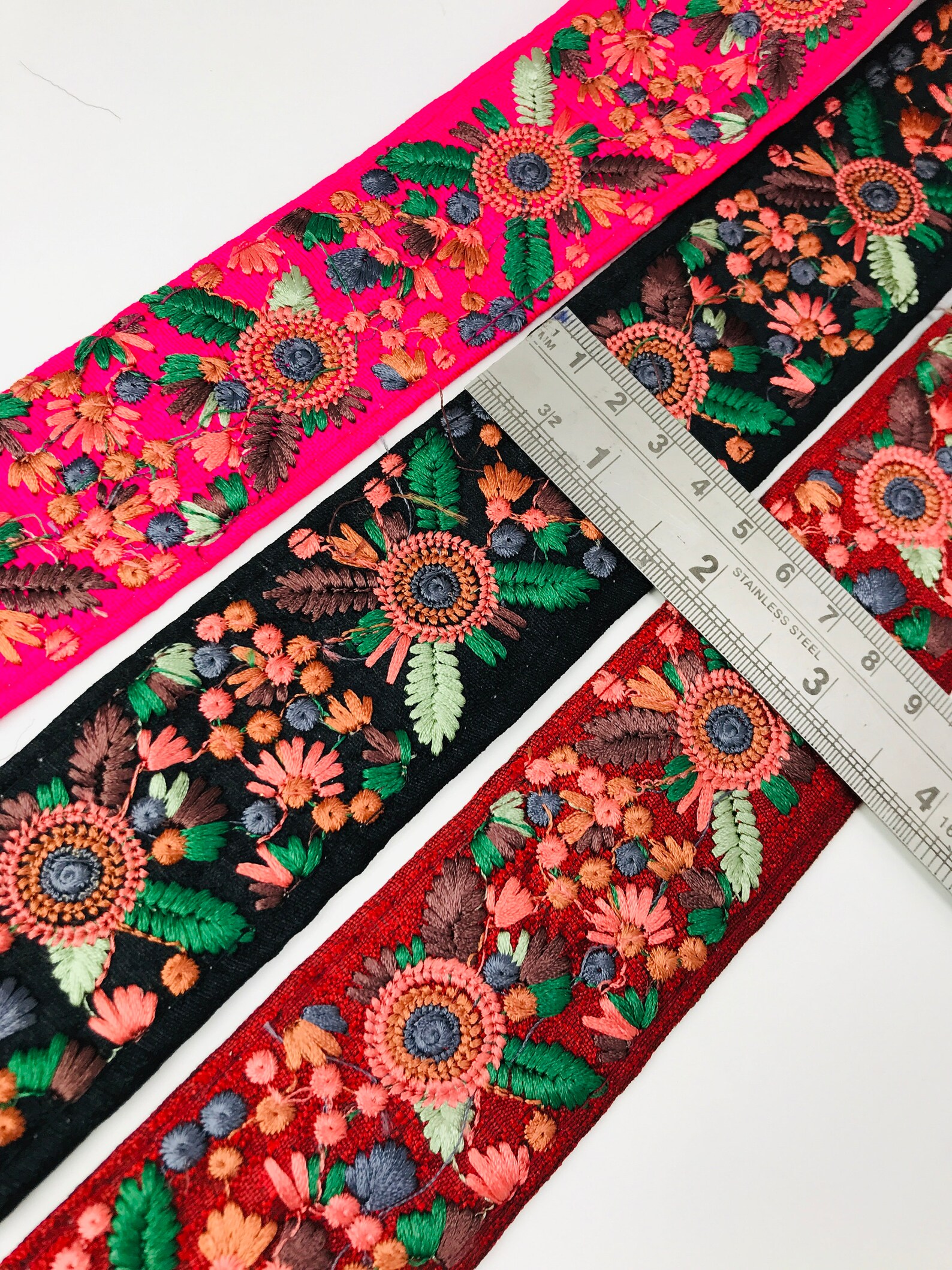 Floral Fabric Embroidered Border Ribbons Laces Trims From - Etsy
