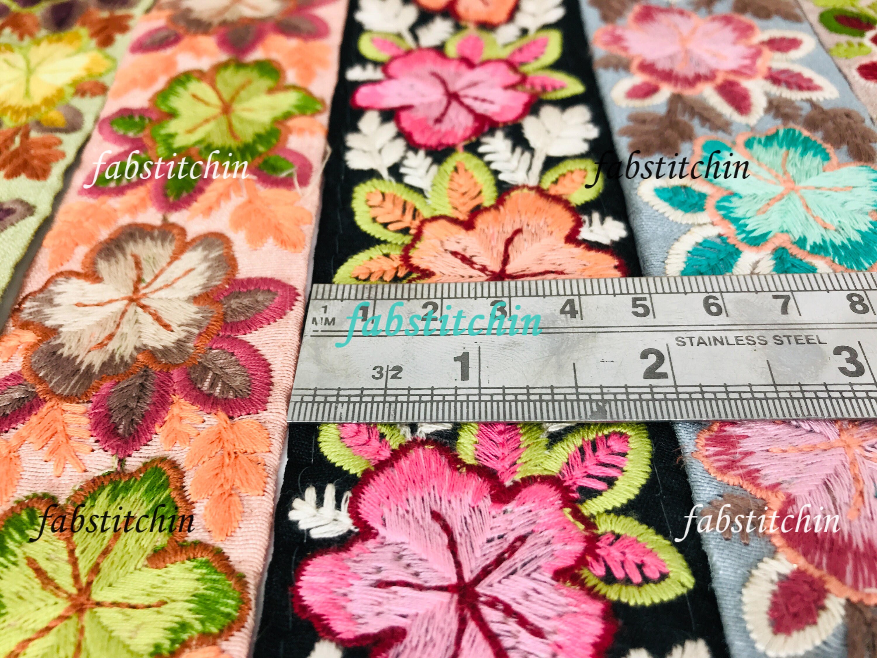 Floral Embroidered Trim by the Yard Sari Embellishment Floral - Etsy