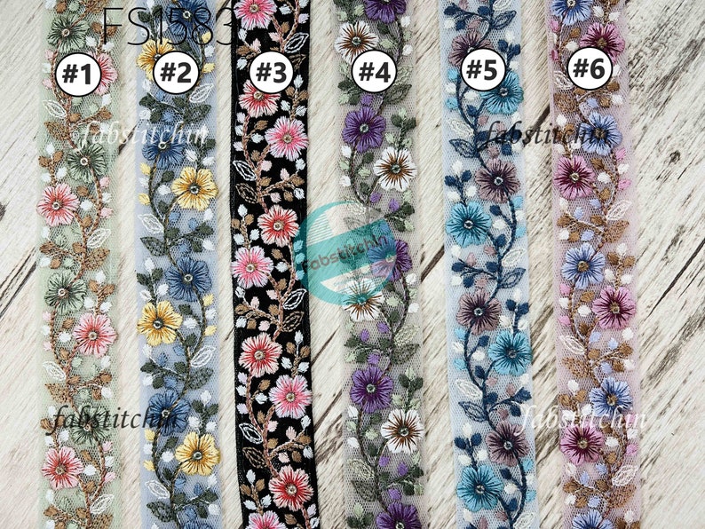 Floral Embroidery Sari Fabric Trim-multi Colour Table Runner Indian ...