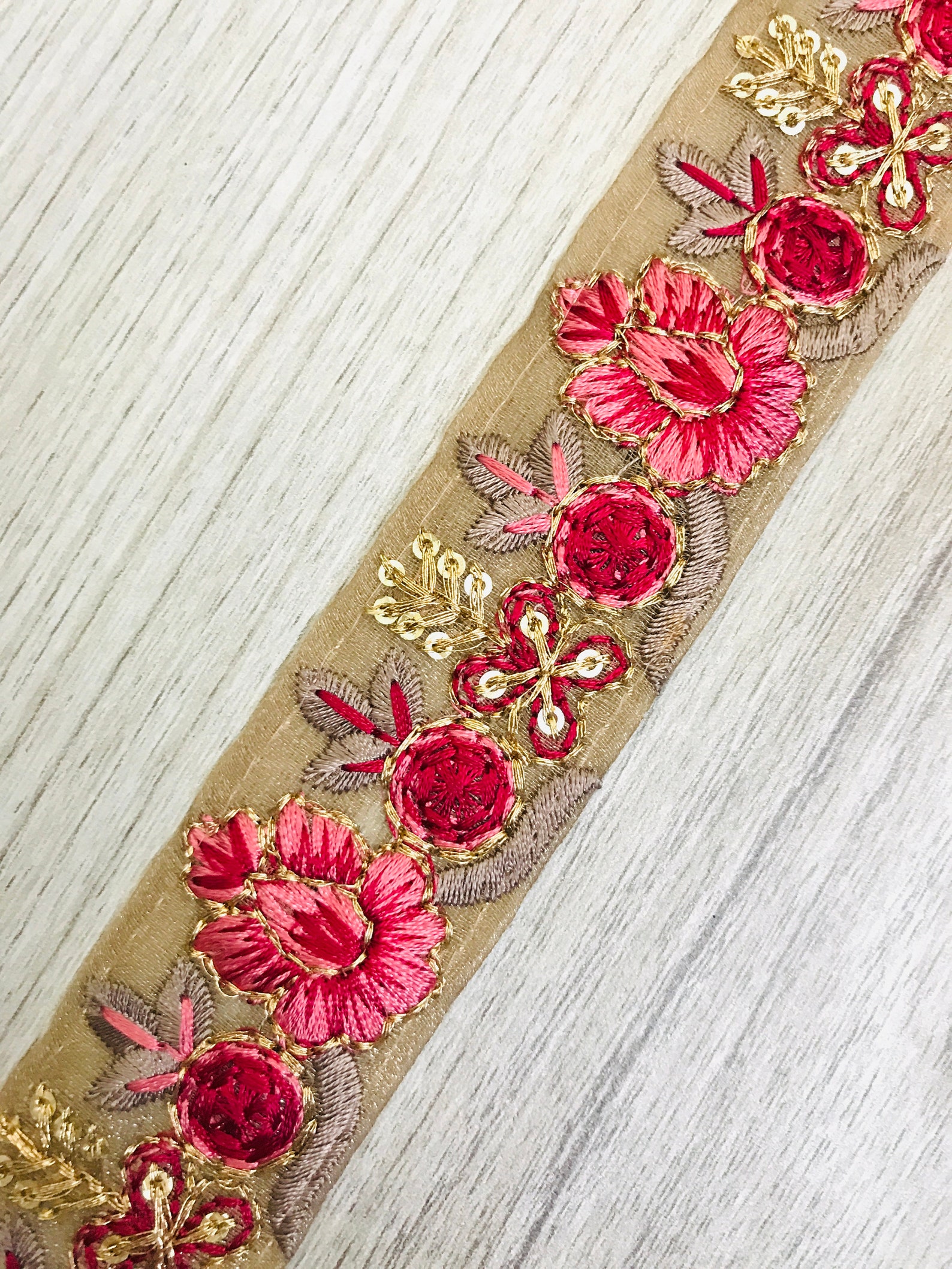 Beautiful Floral Design Trims Embroidered Saree Ribbon | Etsy