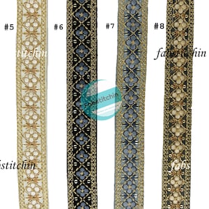 9 Yards Indian Embroidered Ribbon Sari Fabric Lace Trim, Table Runner ...