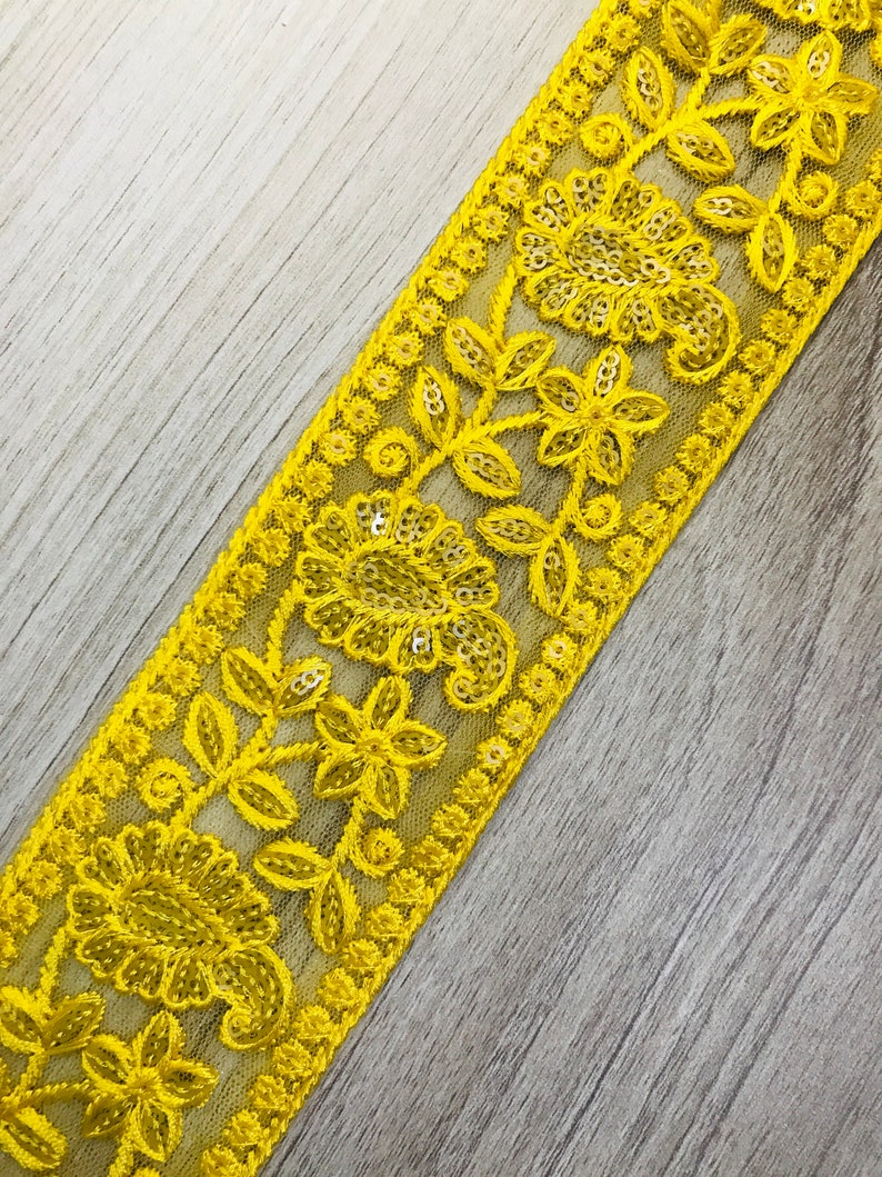 Floral Design Embroidered Multi Color Trims Sewing Crafting Border ...