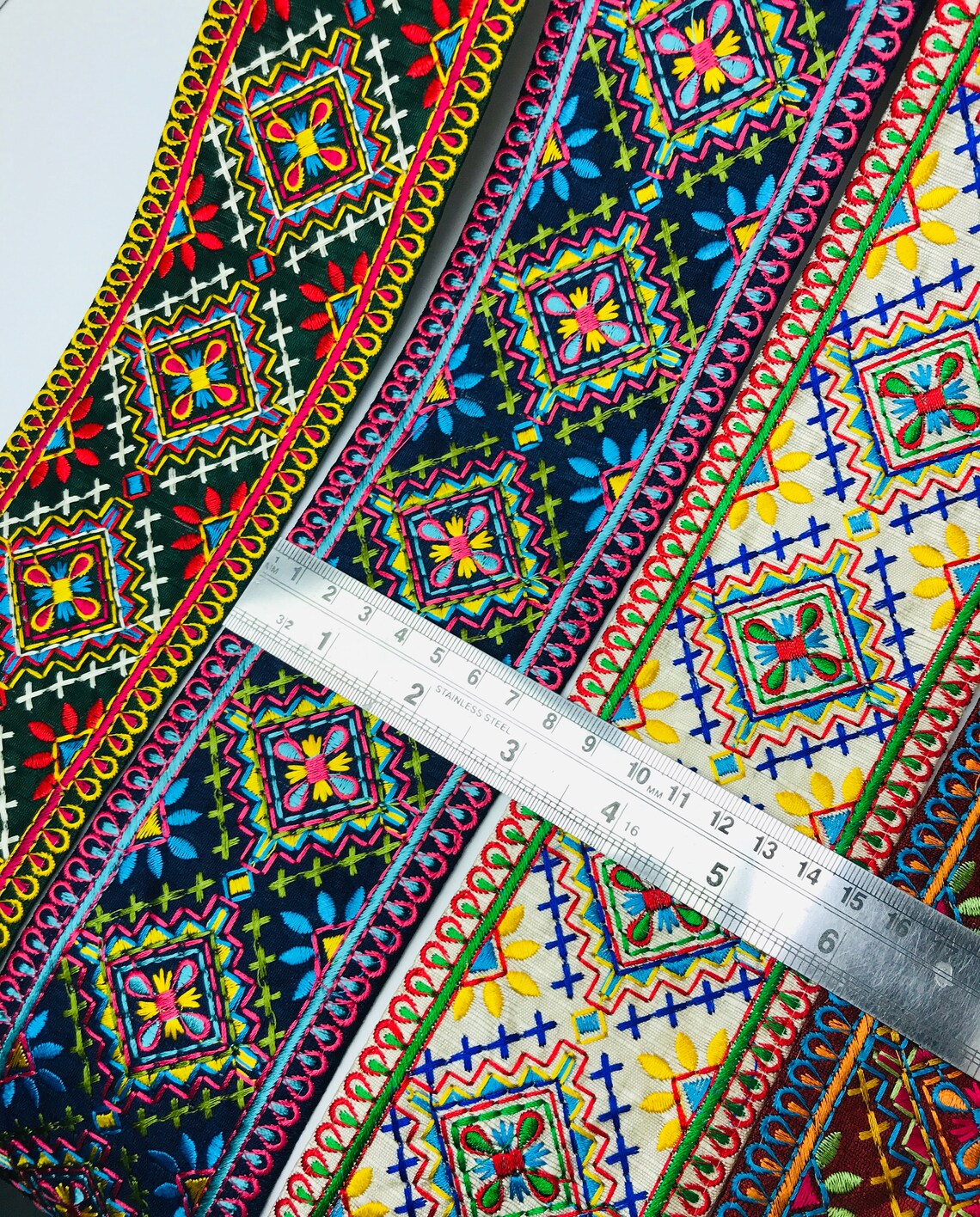 Floral Cross Stitch Thread Embroidered Border Trim Sewing - Etsy