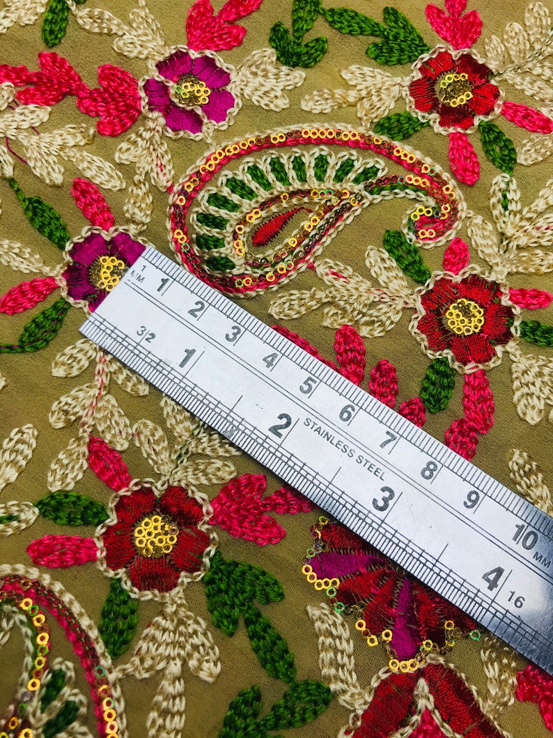 Half Yard Floral Embroidered Georgette Fabric Indian Lehenga - Etsy