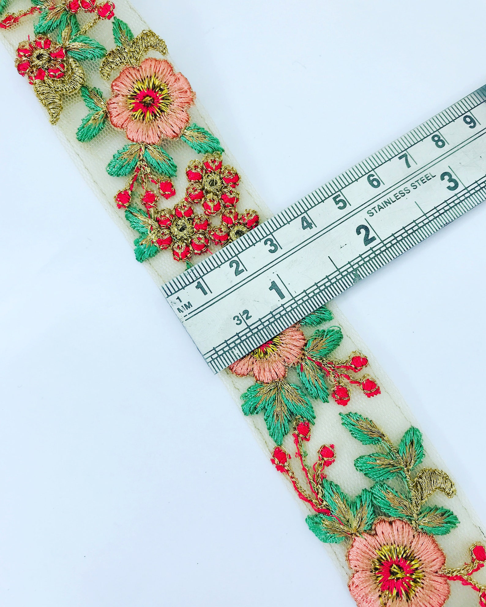 Floral Embroidered Net Fabric Border Ribbons Laces Trims | Etsy