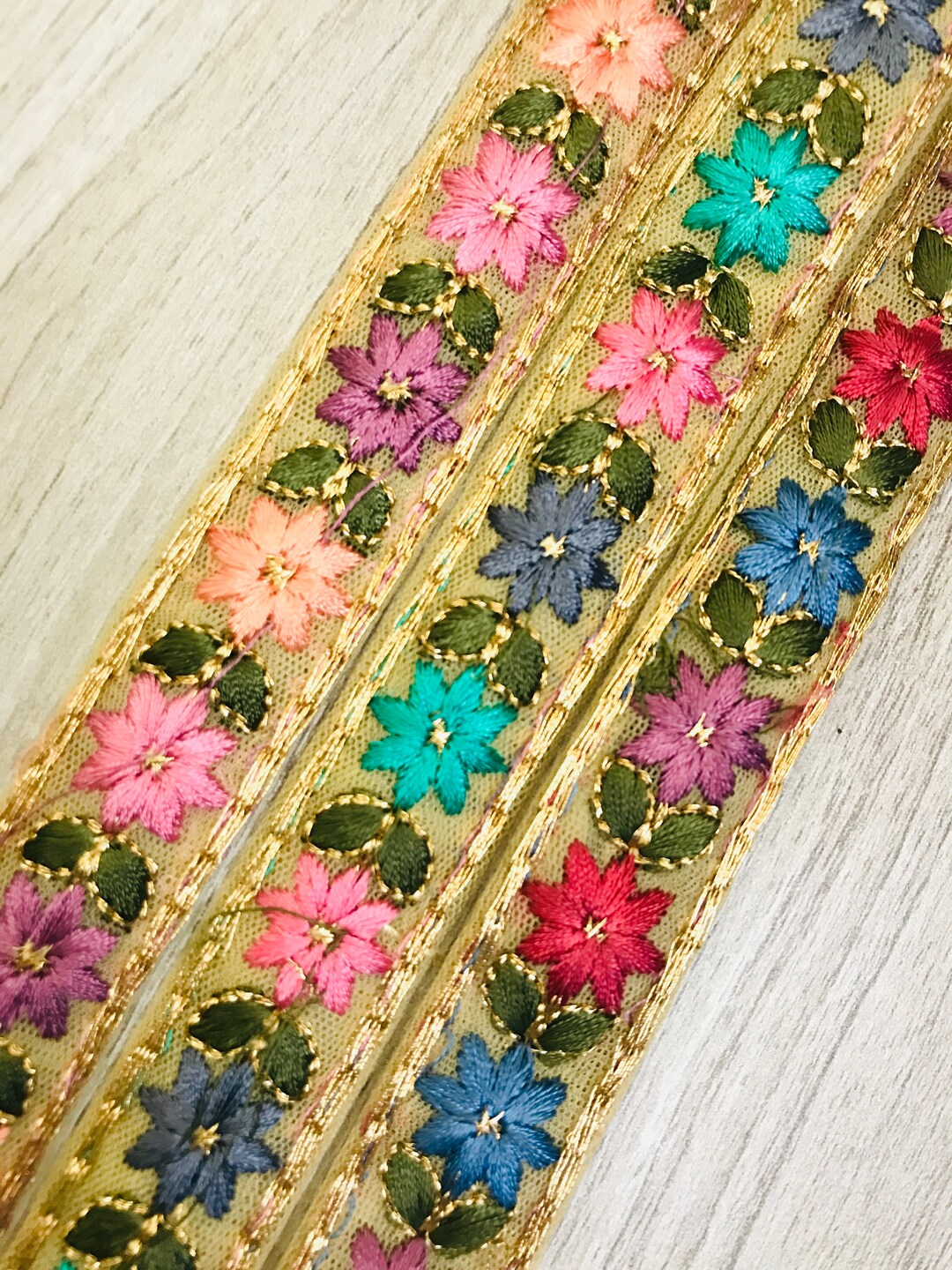 Embroidered Indian Trim by the Yard Indian Fabric Trim Sari Border Silk ...