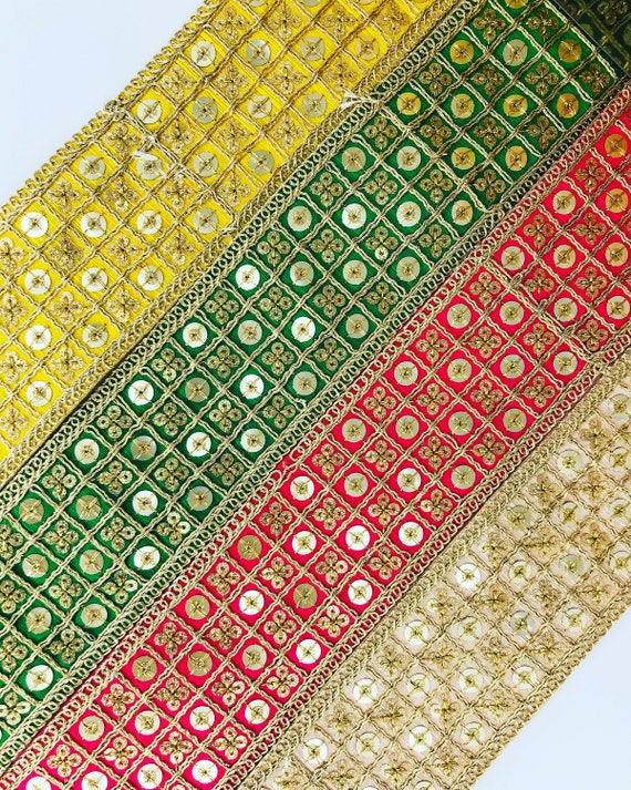 Sari Silk Fabric Trim-Embroidered Trim Sari fabric Indian | Etsy