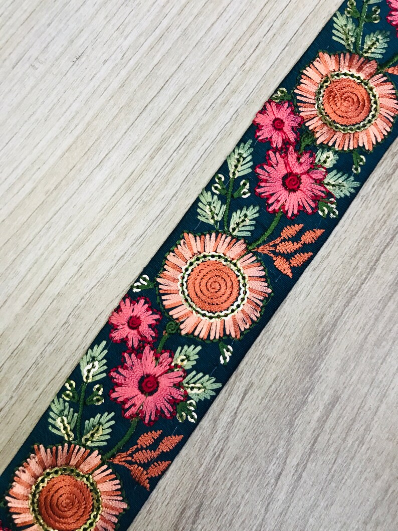 Floral Paisley Indian Embroidered Border Crafting Sewing Decorative ...