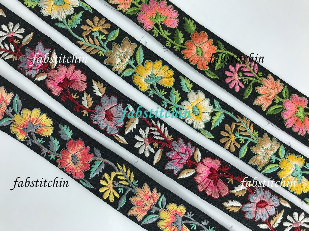 Embroidered Indian Trim by the Yard Indian Fabric Trim Sari Border ...