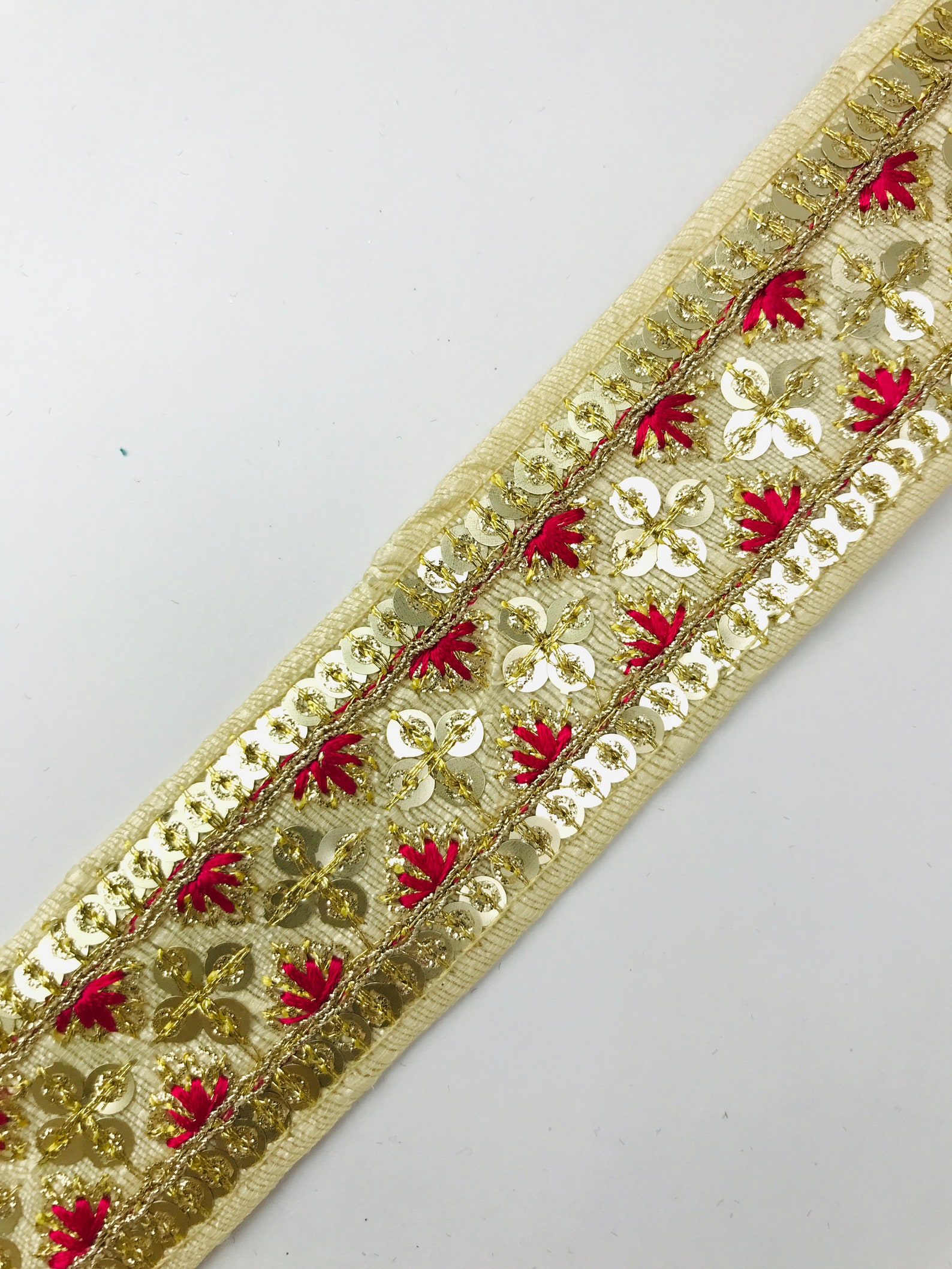 Golden Floral Indian Embroidered Border Crafting Sewing Decorative ...