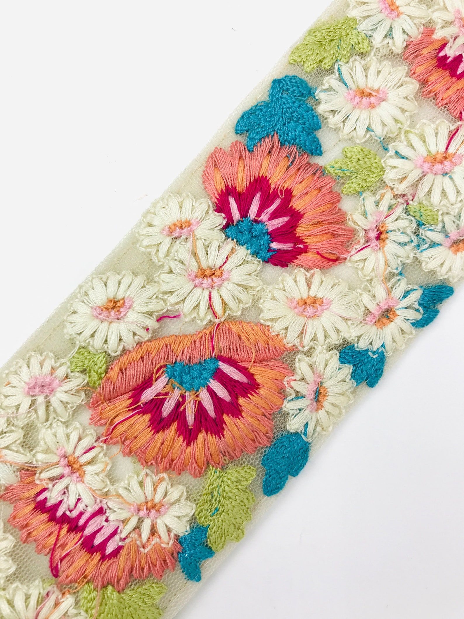 Floral Embroidered Net Fabric Border Ribbons Laces Trims | Etsy