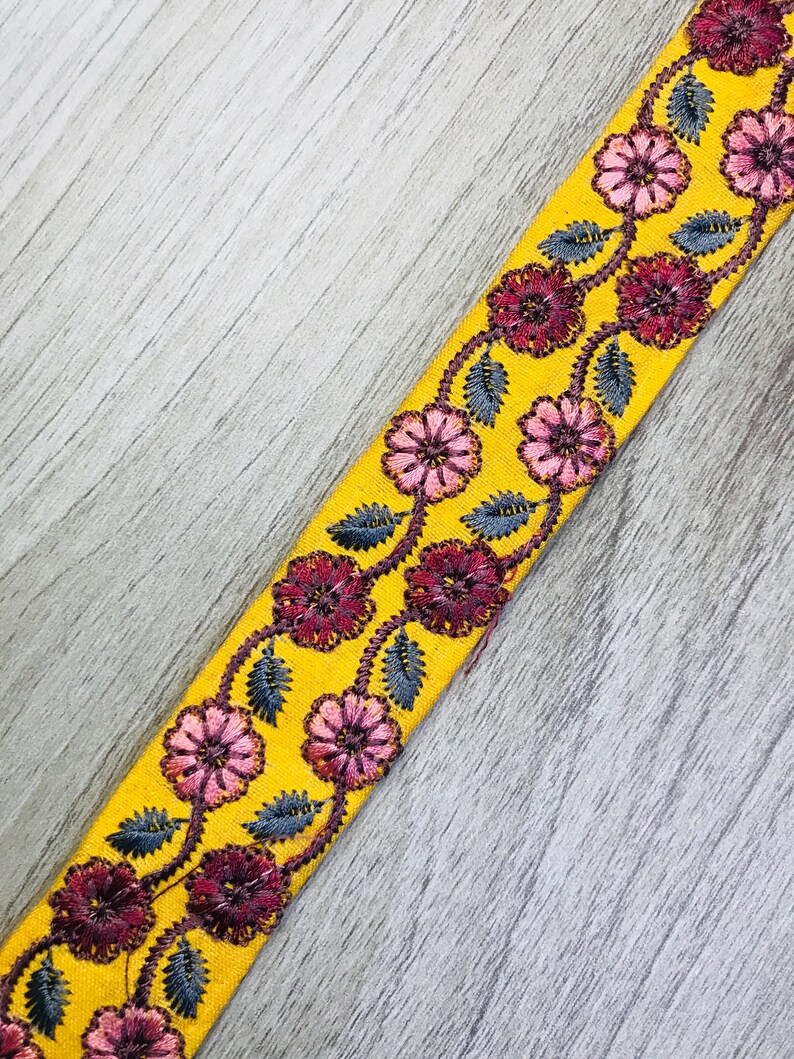 Beautiful Floral Embroidered Ribbon Beige Organza Fabric | Etsy