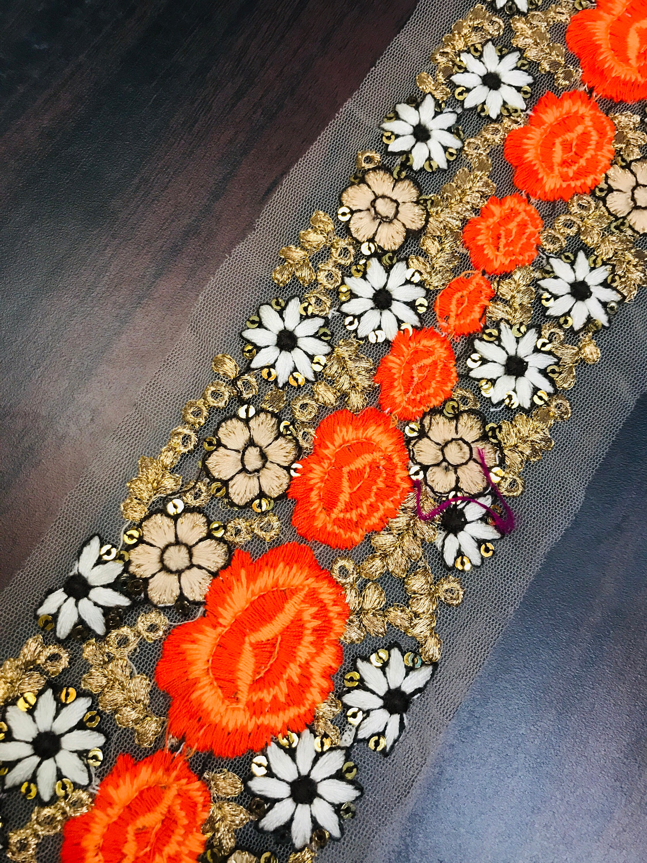 Floral Decorative Multi Color Trim Embroidered Sari Border - Etsy UK