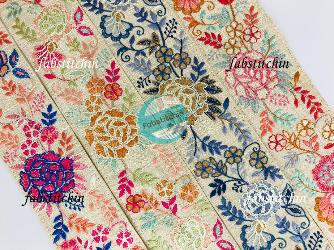 Indian Embroidered Trims Laces, Belts, Straps Sari Borders, Boho, Silk ...