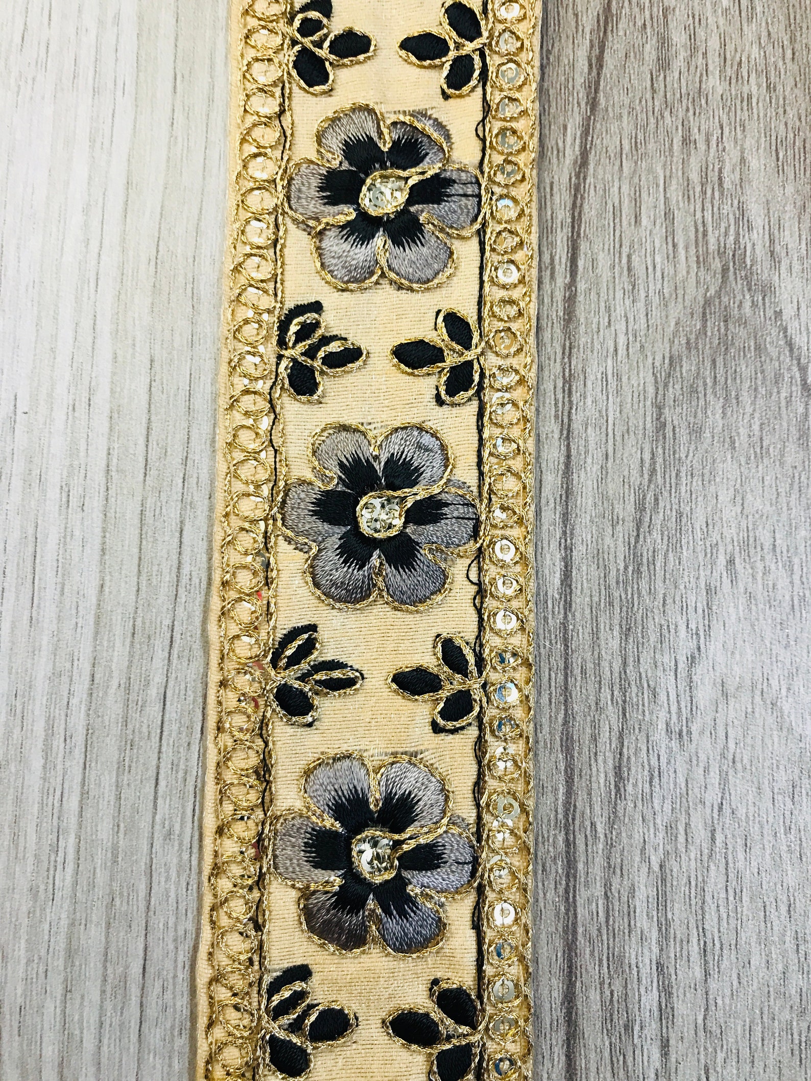 Floral Design Indian Embroidered Border Crafting Sewing - Etsy