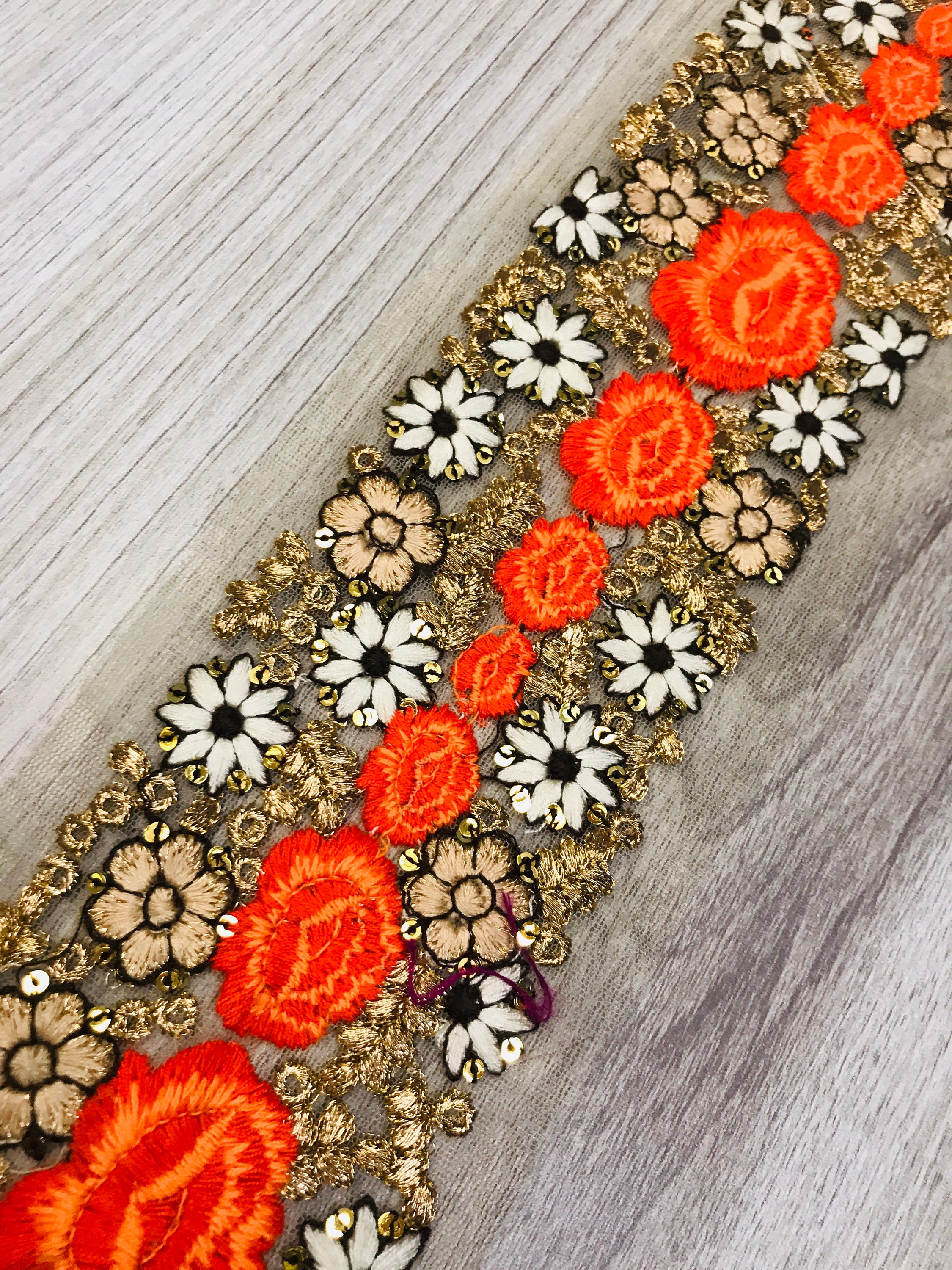 Floral Decorative Multi Color Trim Embroidered Sari Border - Etsy UK