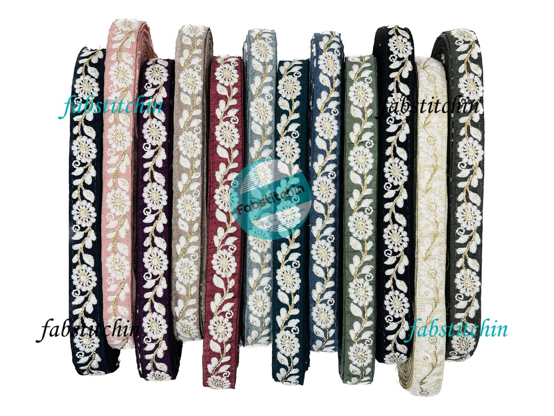 Sari Fabric Trim-white Fabric Trim, Embroidered Saree Border Sari ...