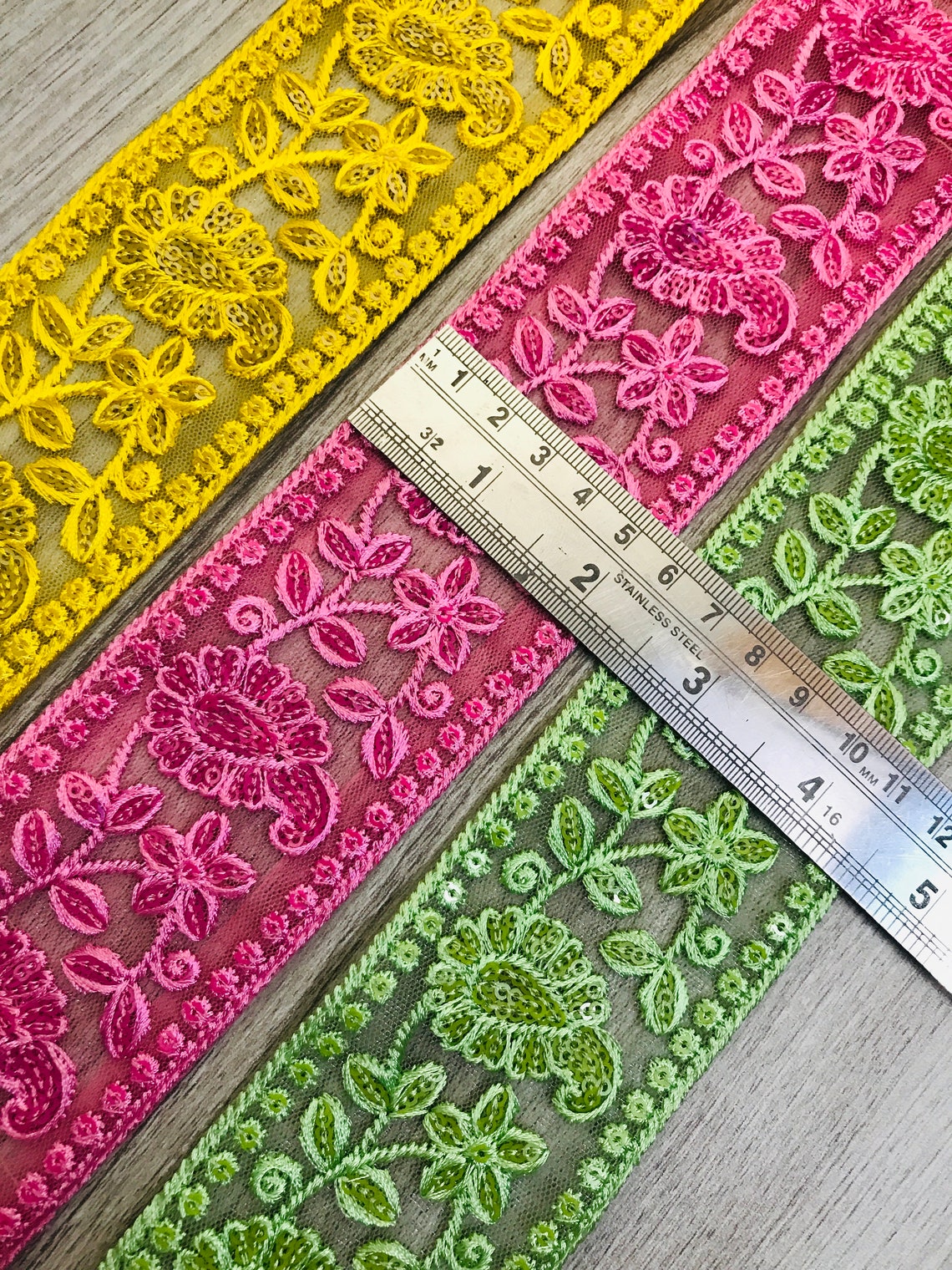 Floral Design Embroidered Multi Color Trims Sewing Crafting | Etsy