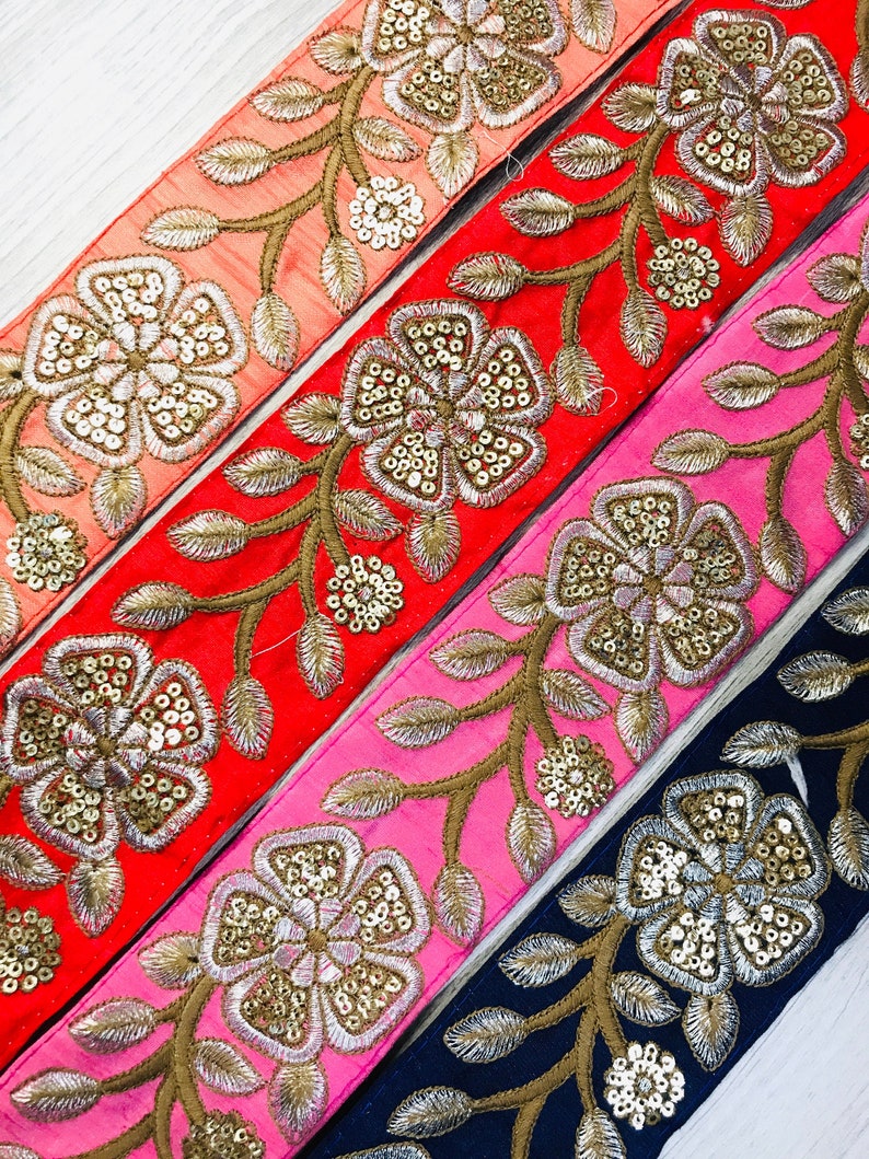 Beautiful Floral Paisley Indian Embroidered Border Crafting Sewing ...