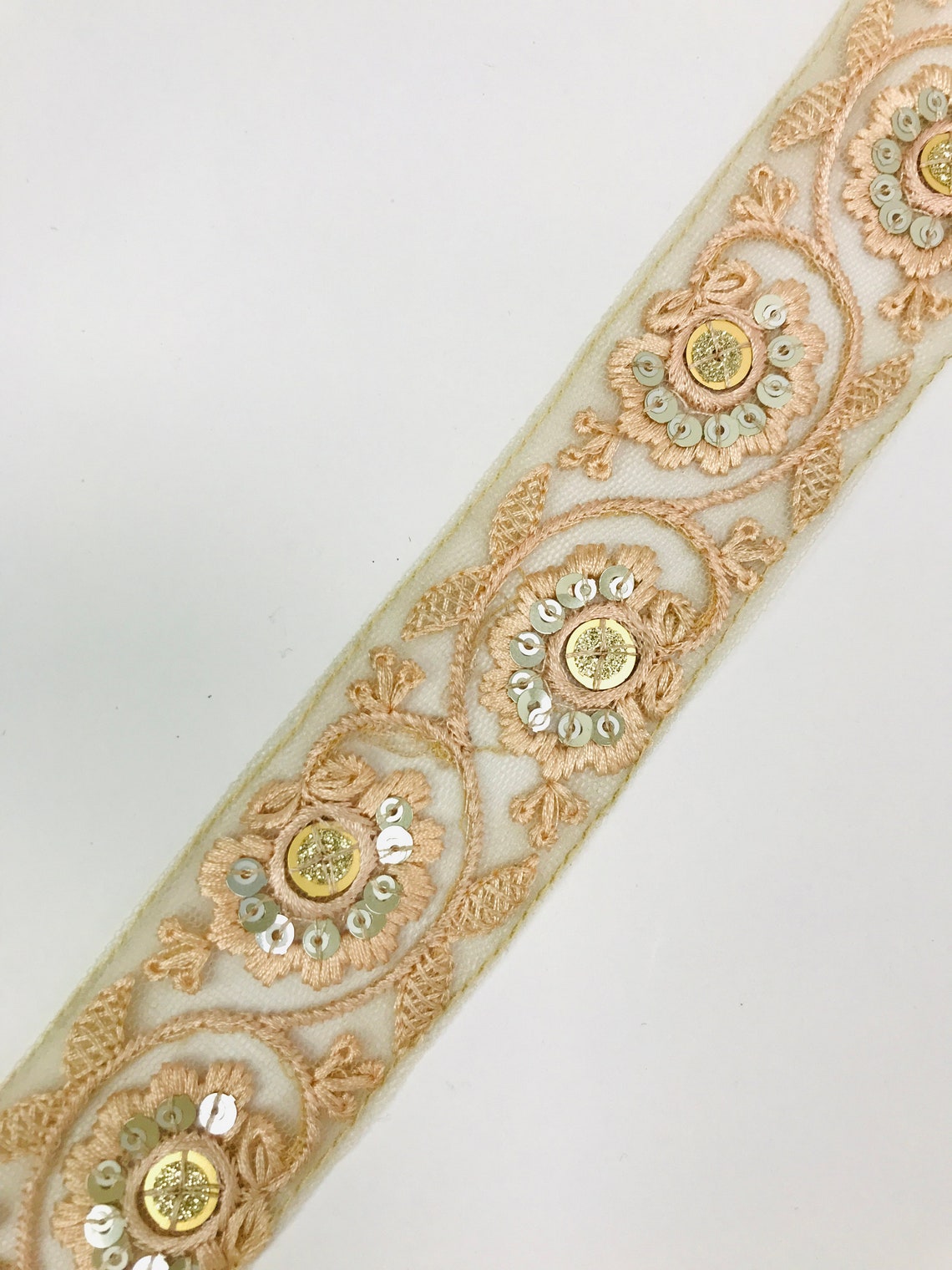 Floral Design Embroidered Trims Boho Clothing Border Organza - Etsy