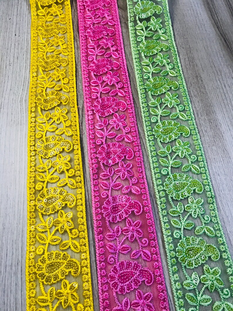 Floral Design Embroidered Multi Color Trims Sewing Crafting - Etsy