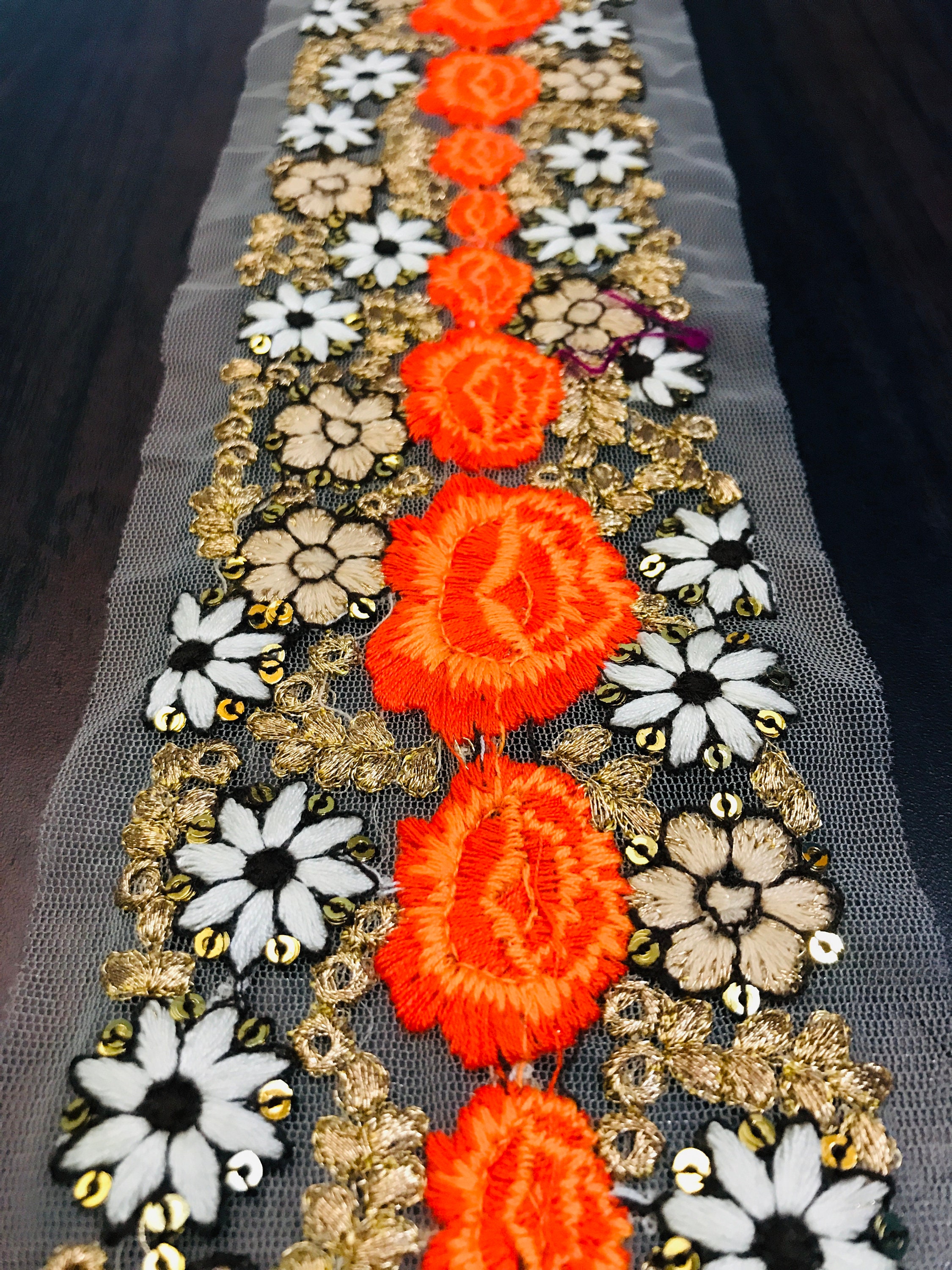 Floral Decorative Multi Color Trim Embroidered Sari Border - Etsy UK