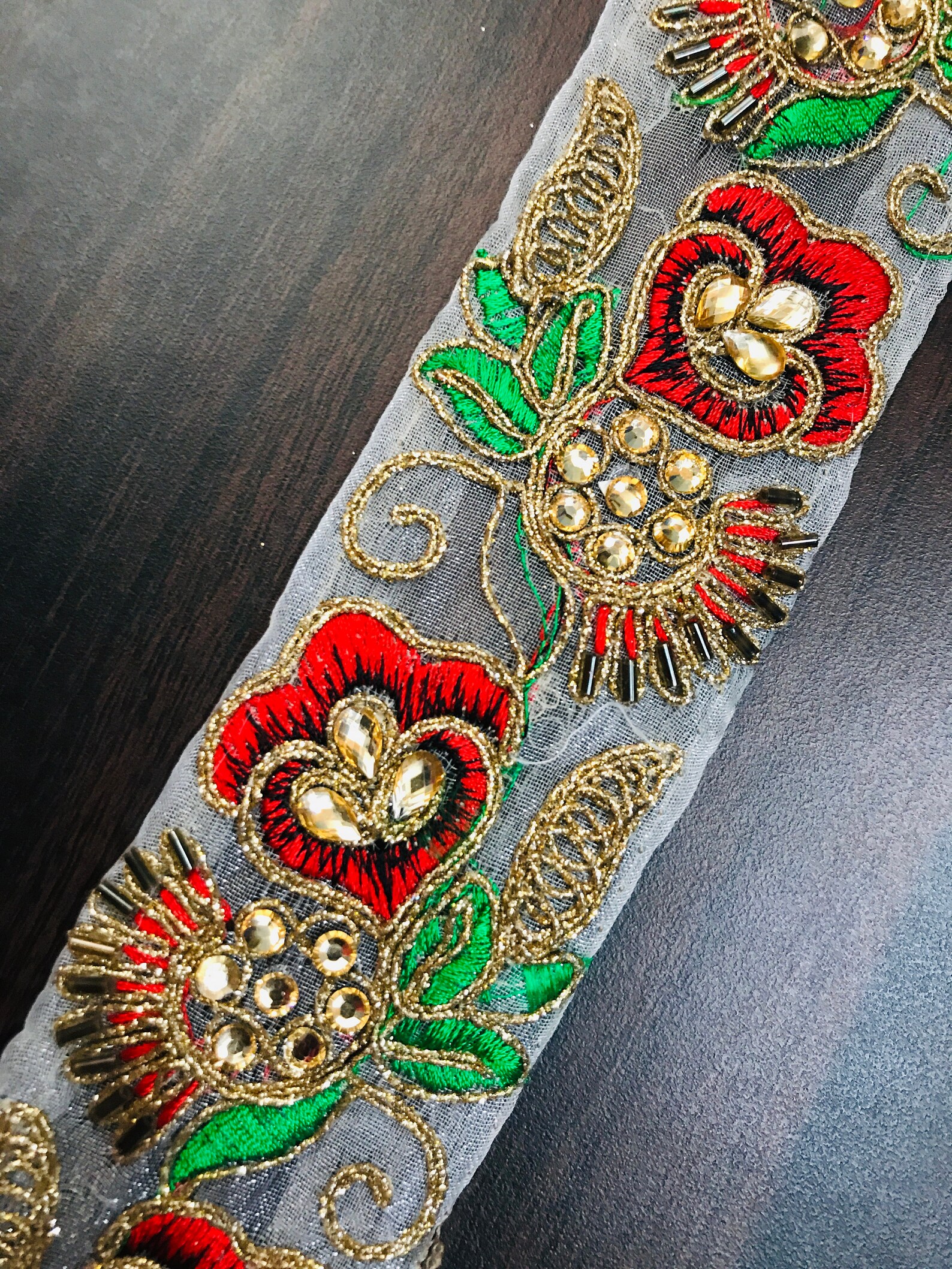 Floral Design Embroidered Net Fabric Lace Floral Fabric Trim | Etsy