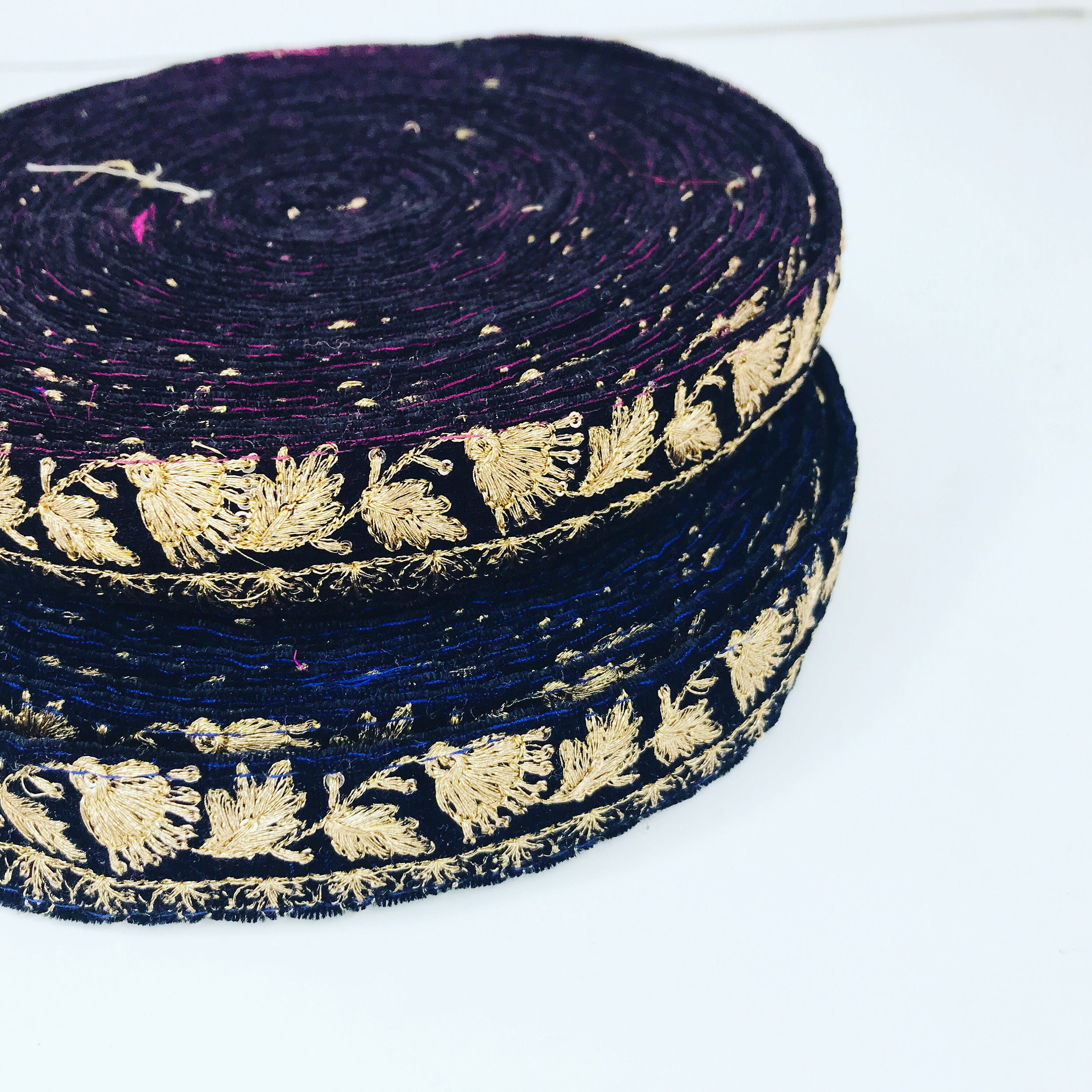 Beautiful Floral Embroidered Velvet Fabric Border Ribbons - Etsy