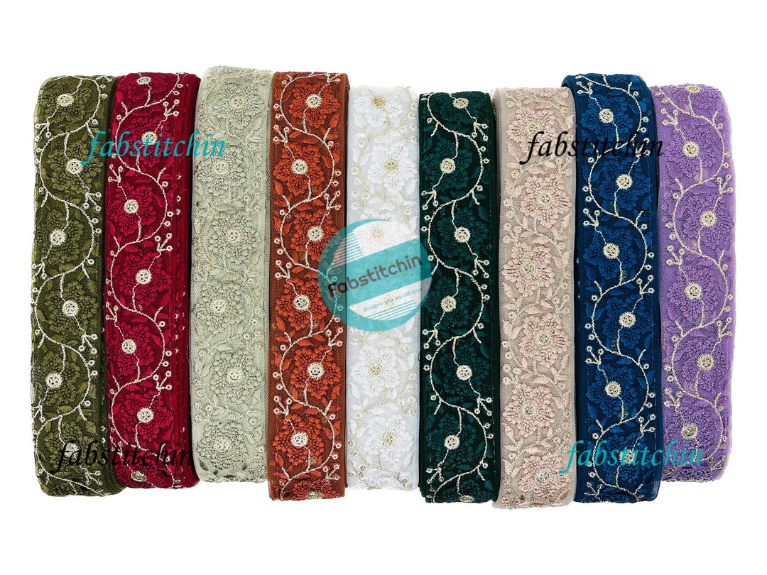 9 Yards Exquisite Indian Trims Embroidery - Add a Touch of Ethnic ...
