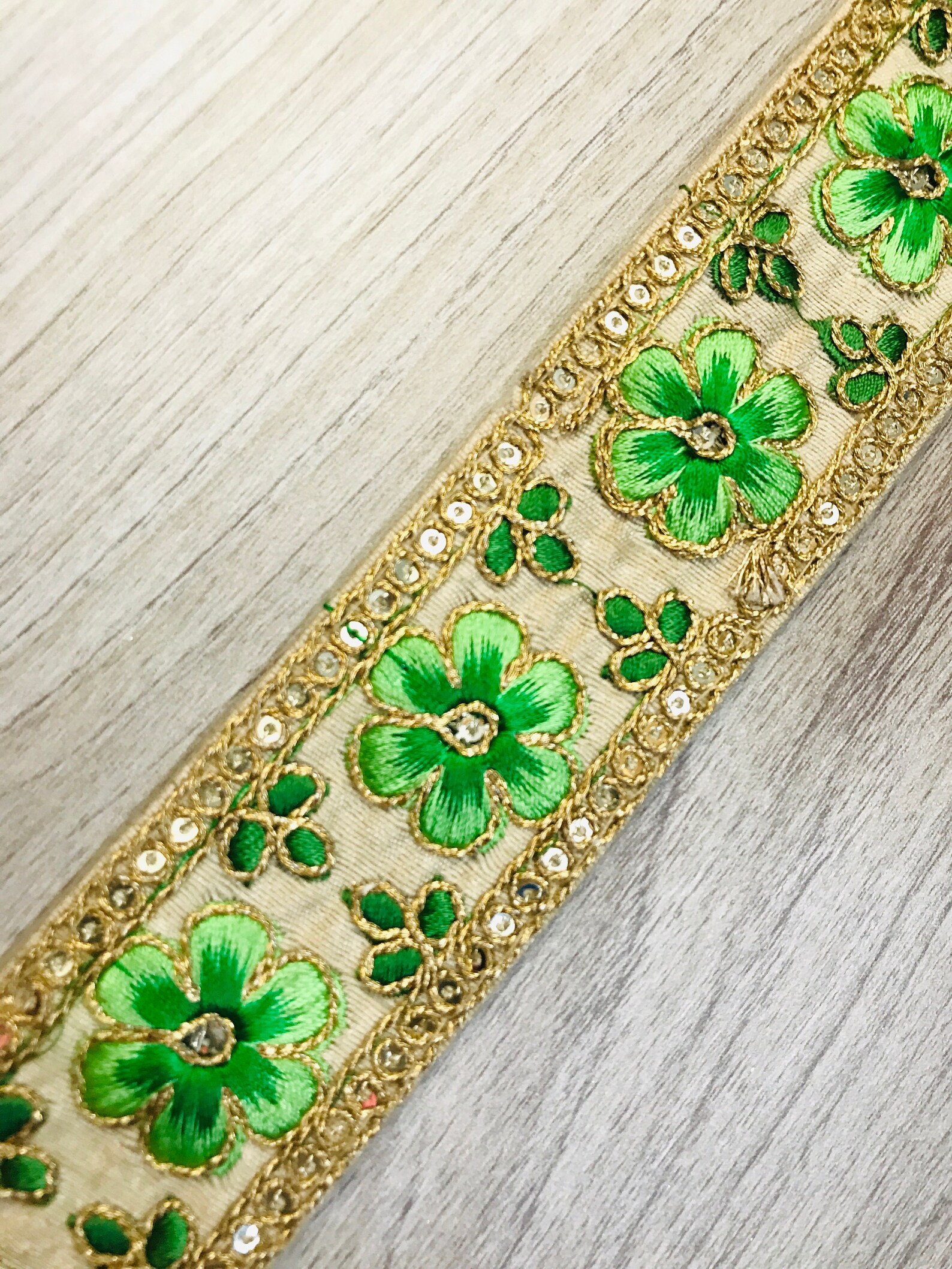 Floral Design Indian Embroidered Border Crafting Sewing Decorative ...